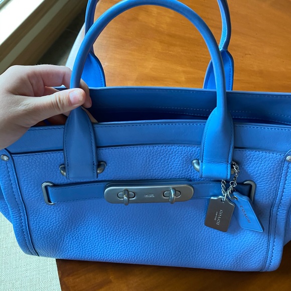 Coach | Bags | Rare Color Coach Pebbled Leather Swagger 27 Periwinkle ...